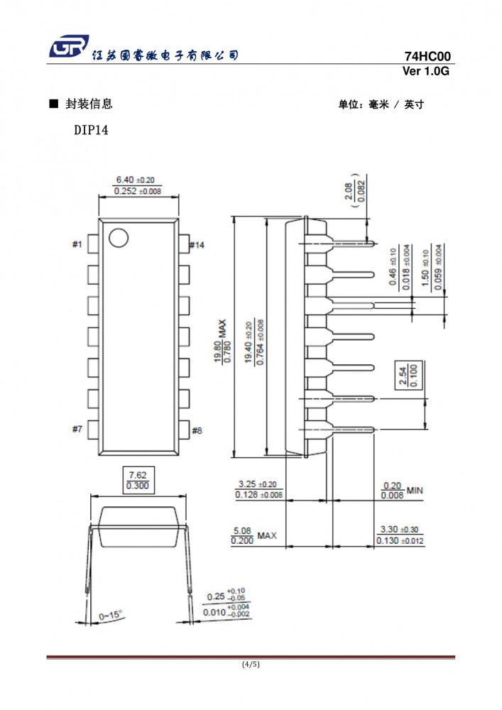 74HC00S technical document page 4