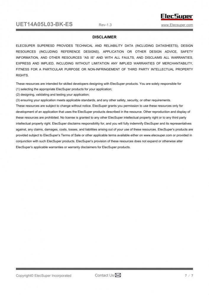 UET14A05L03-BK-ES datasheet page 7