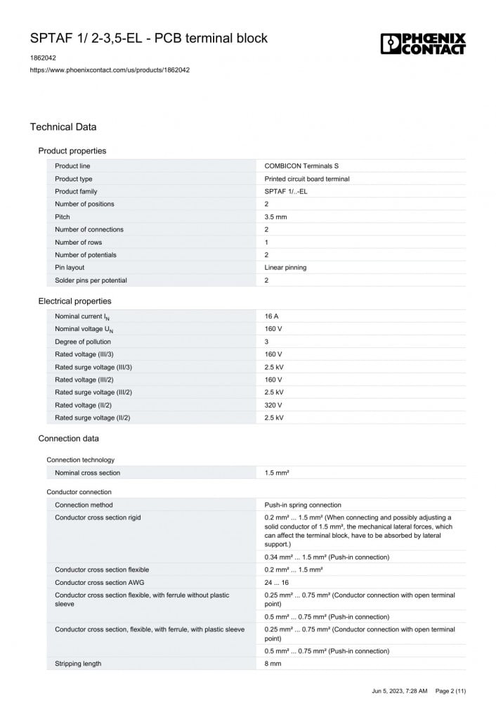 Phoenix Contact 1862042 technical document page 2