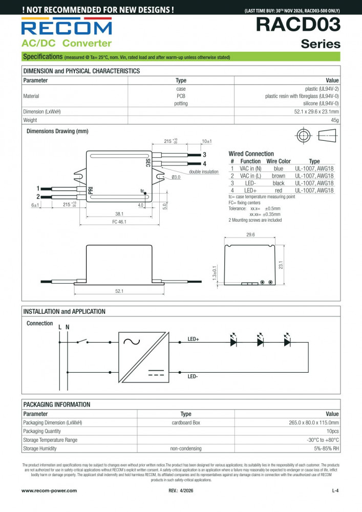 RACD03-500 product documentation, page 4