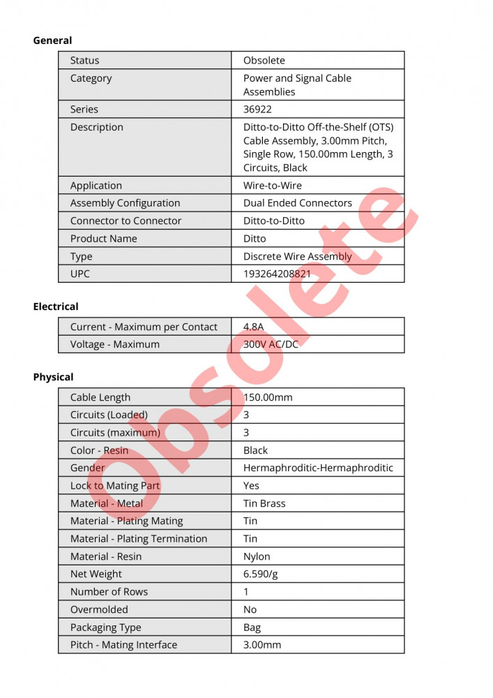 Technical document image 2 for MOLEX 369220302