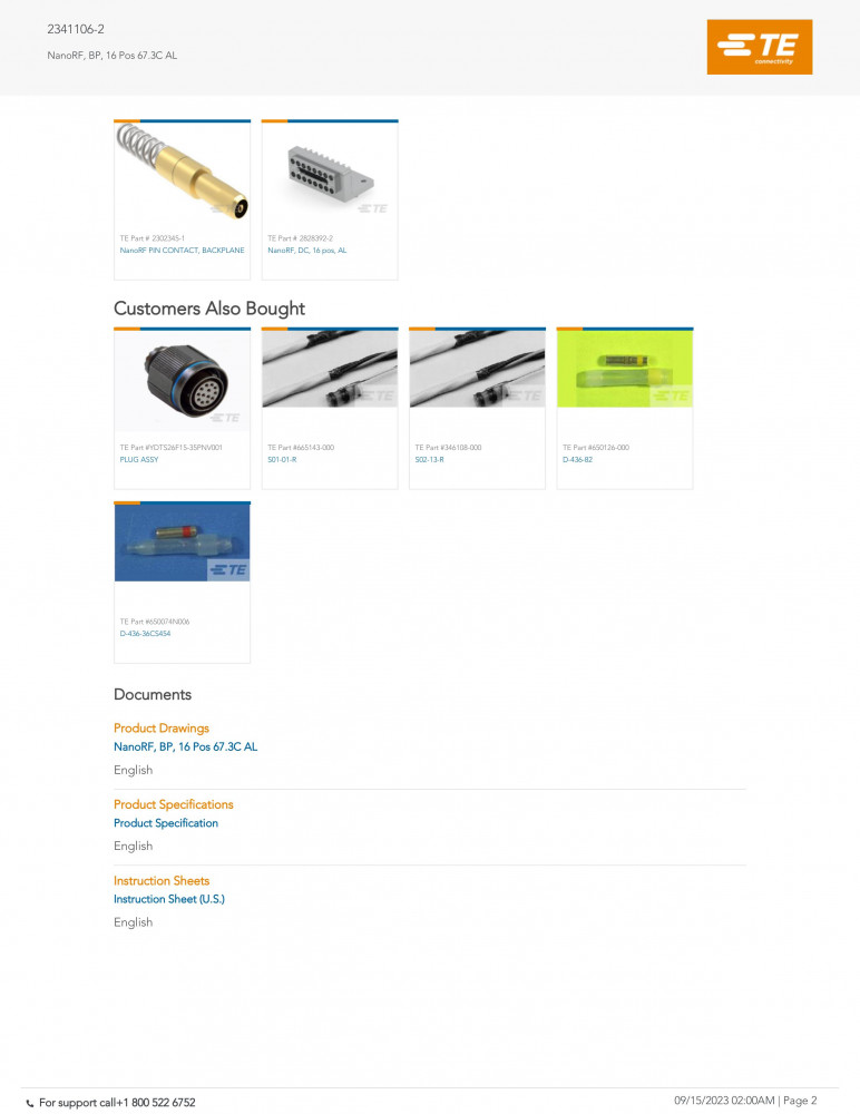 TE Connectivity 2341106-2 technical document page 2