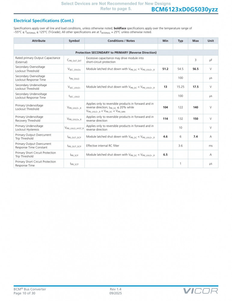 VICOR BCM6123 datasheet page 10