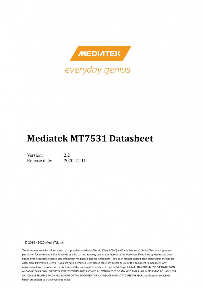 MT7531 datasheet page 1