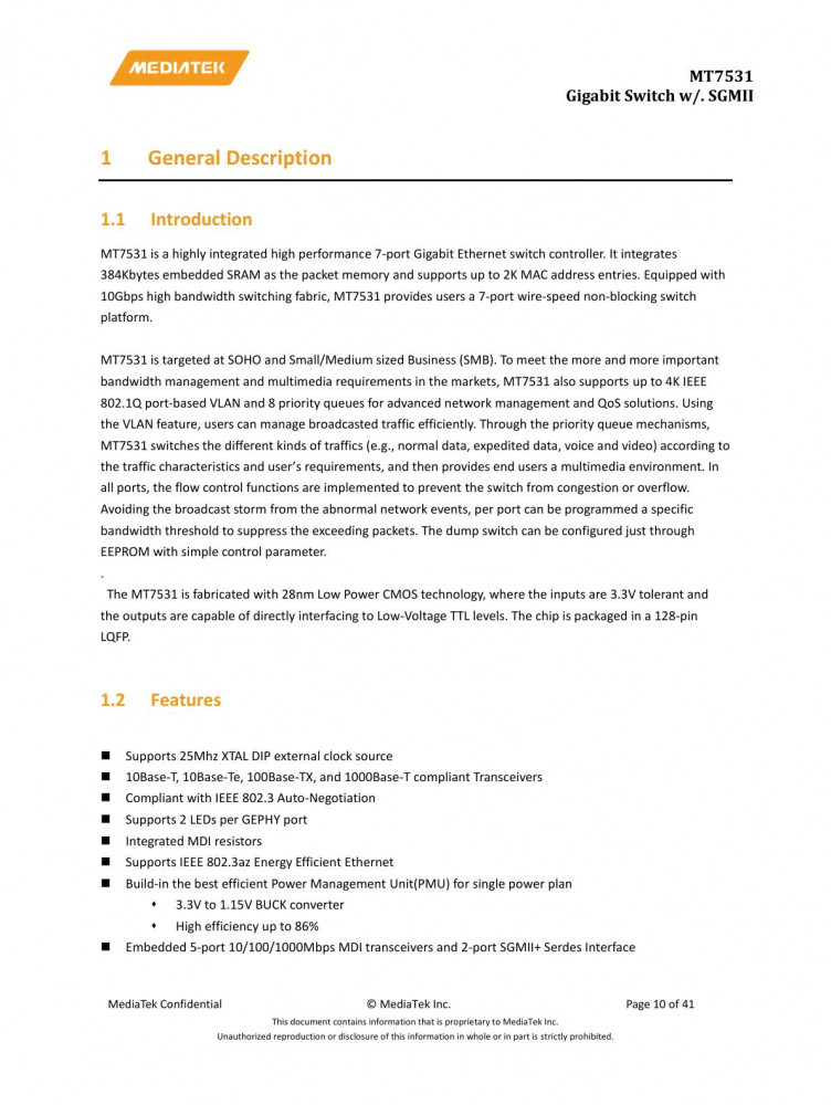 MT7531 datasheet page 10