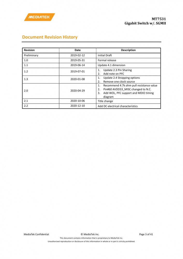 MT7531 datasheet page 3