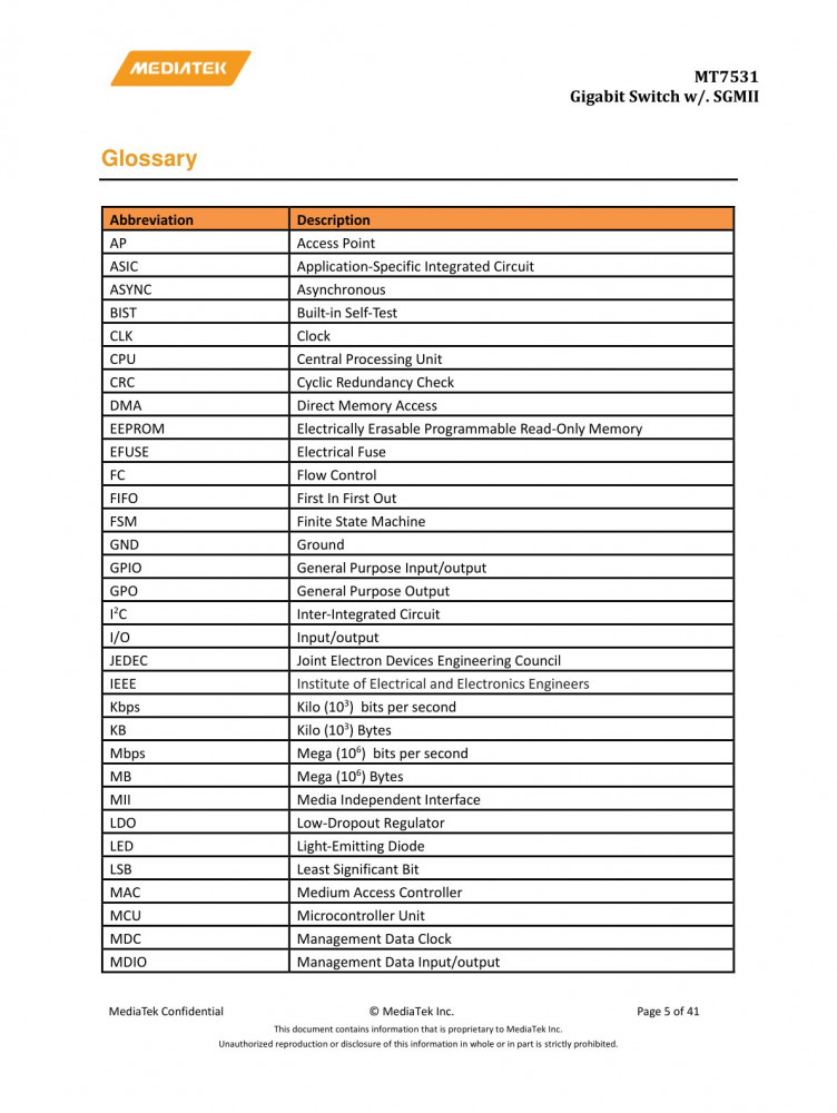 MT7531 datasheet page 5