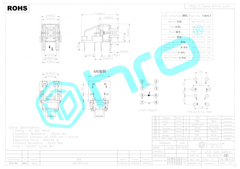K6-6151F02 technical drawing and specifications