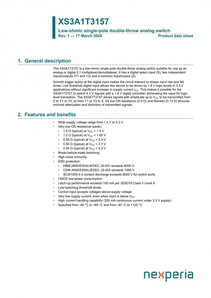 XS3A1T3157GMX datasheet page 1