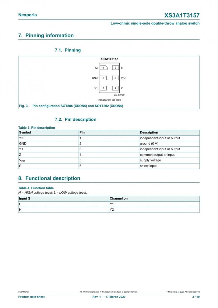 XS3A1T3157GMX datasheet page 3