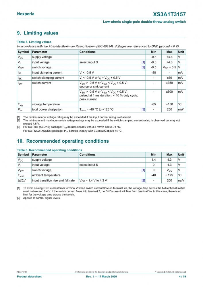 XS3A1T3157GMX datasheet page 4