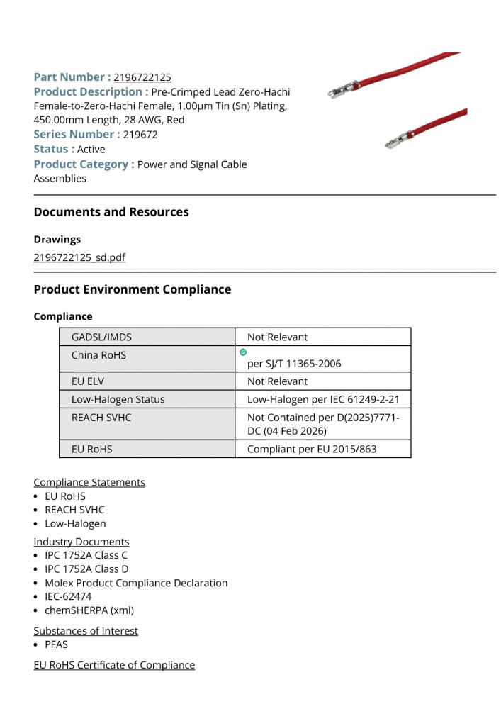 MOLEX 2196722125 product drawing page 1