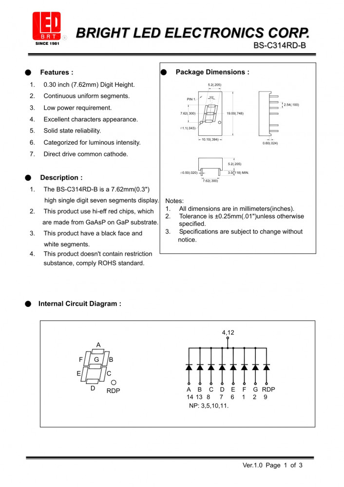 BS-C314RD technical document page 1