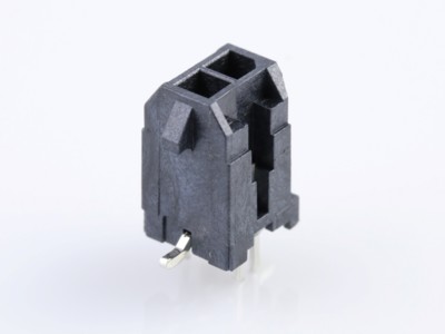 Micro-Fit 3.0 Vertical Header, 3.00mm Pitch, Dual Row, 2 Circuits, with PCB Press-fit Metal Retention Clip, 0.76µm Gold Plating, Glow-Wire Capable, Black, Tape  and Reel for sale