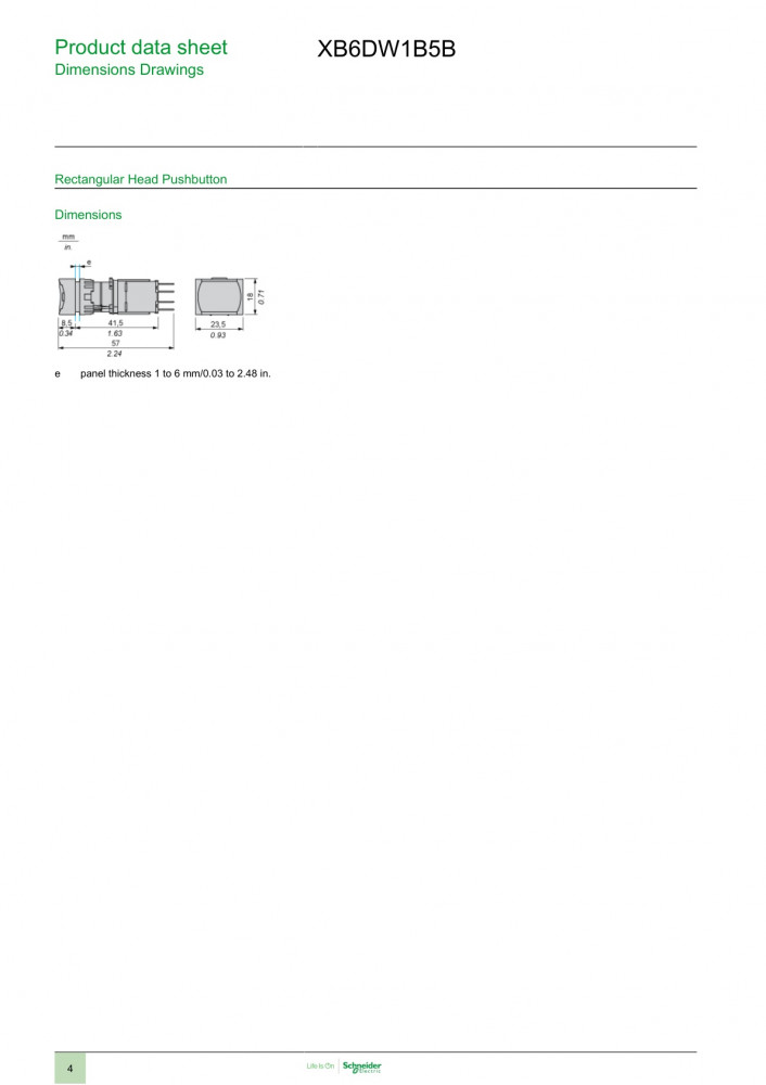 XB6DW1B5B technical document page 4