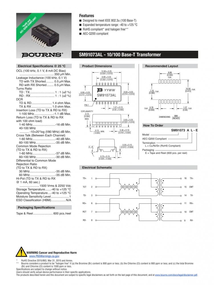 SM91073AL-E datasheet page 1