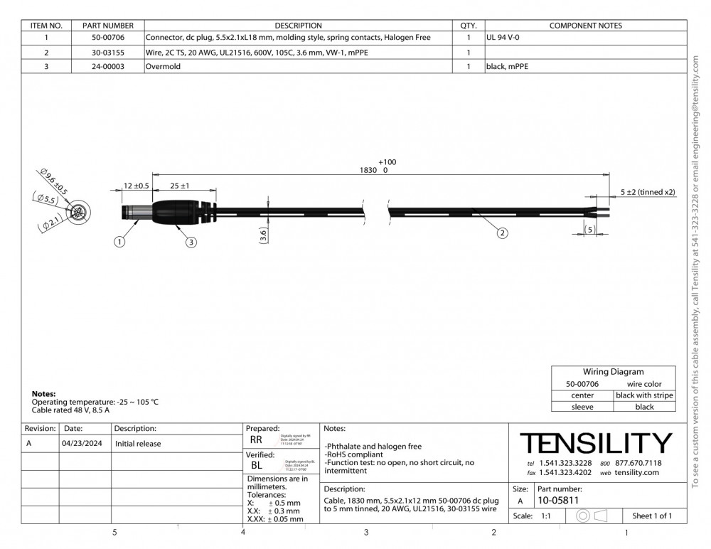 Tensility 10-05811 product drawing preview