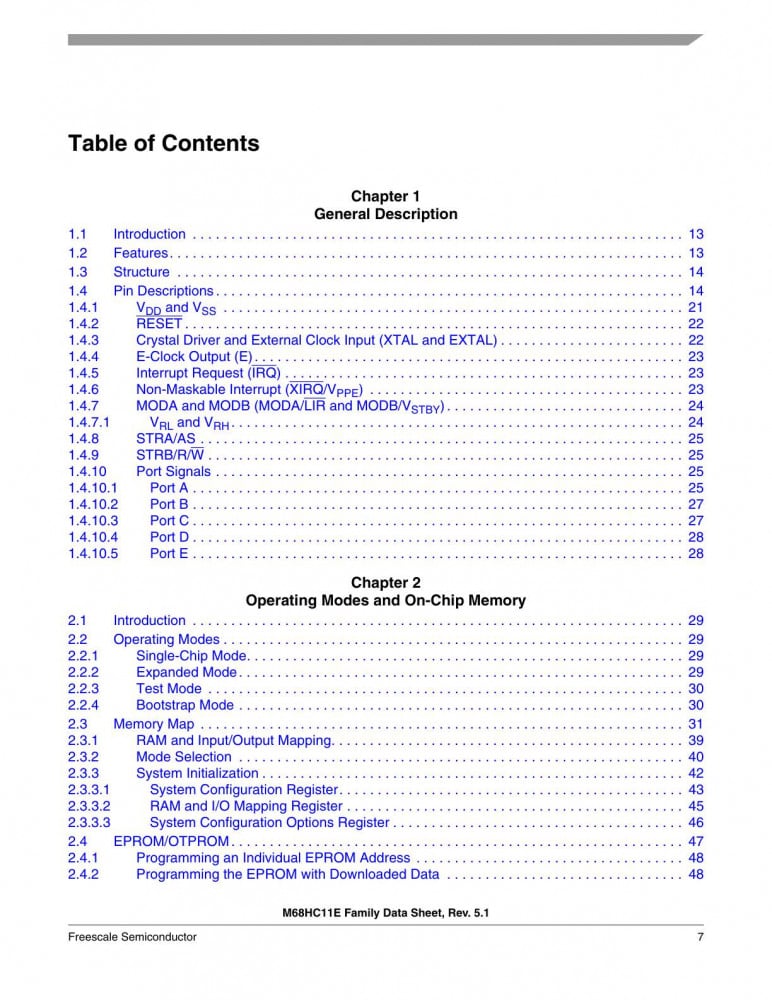 M68HC11E datasheet page 7