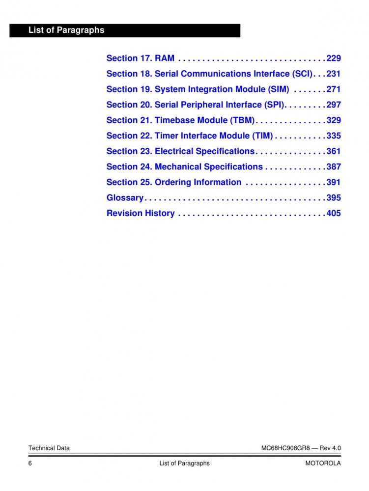 MC68HC908GR4 technical data page 6