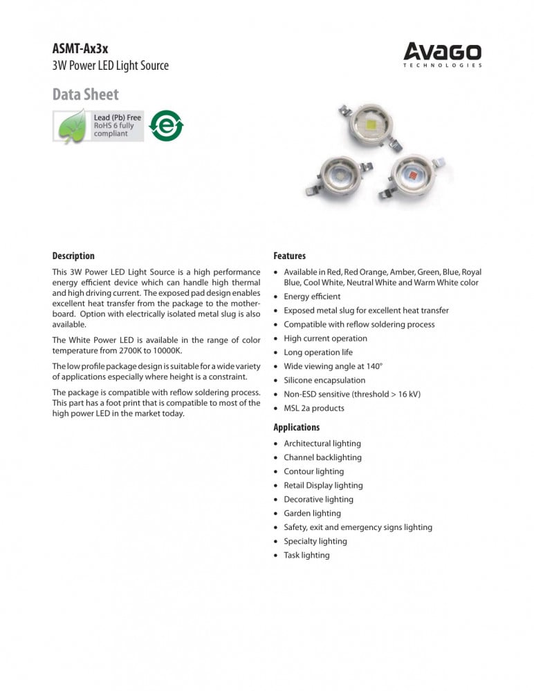 ASMT-AY31-NUW01 datasheet page 1