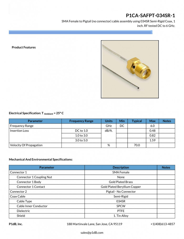 P1CA-SAFPT-034SR-1 technical document, page 1