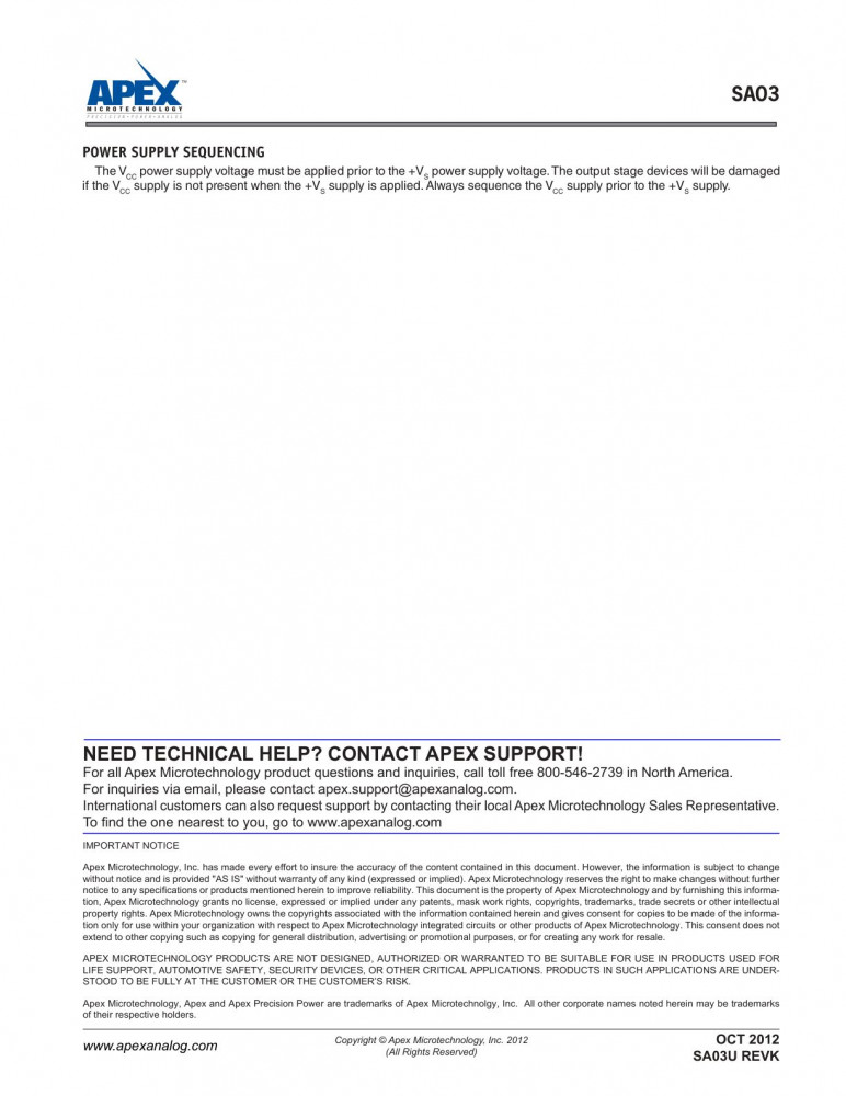 APEX SA03 datasheet page 5