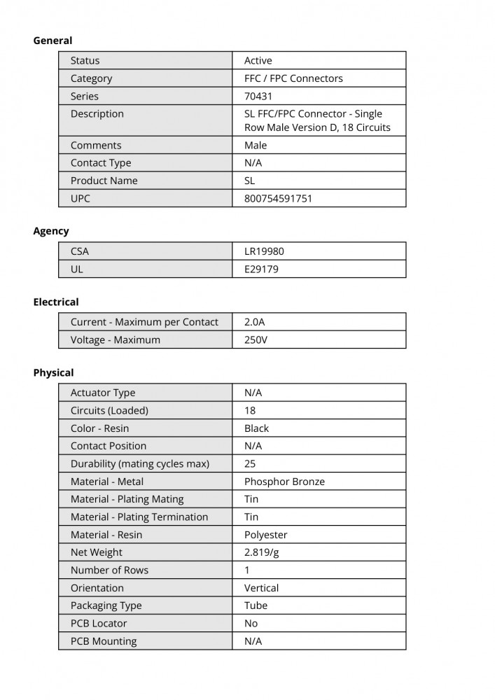 Technical document image 2 for Molex 15389182