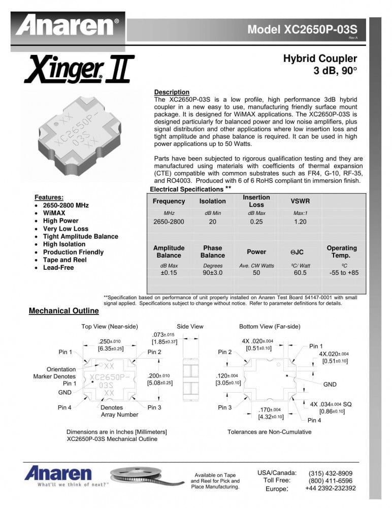 XC2650P-03S datasheet page 1