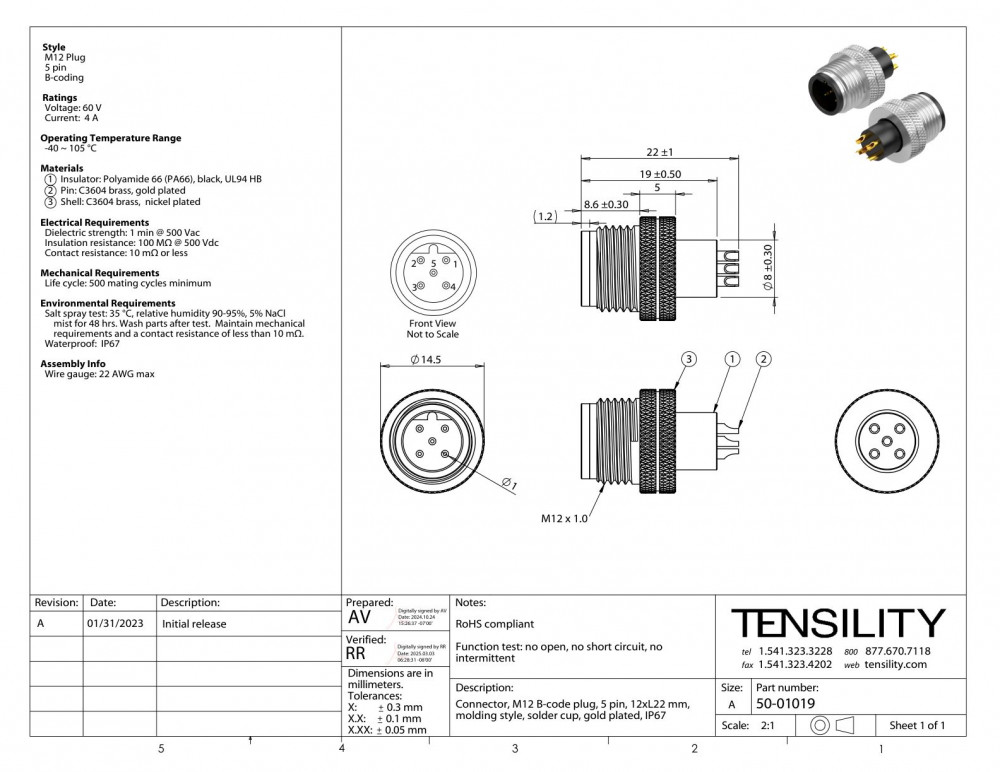 Tensility International 50-01019 product drawing preview