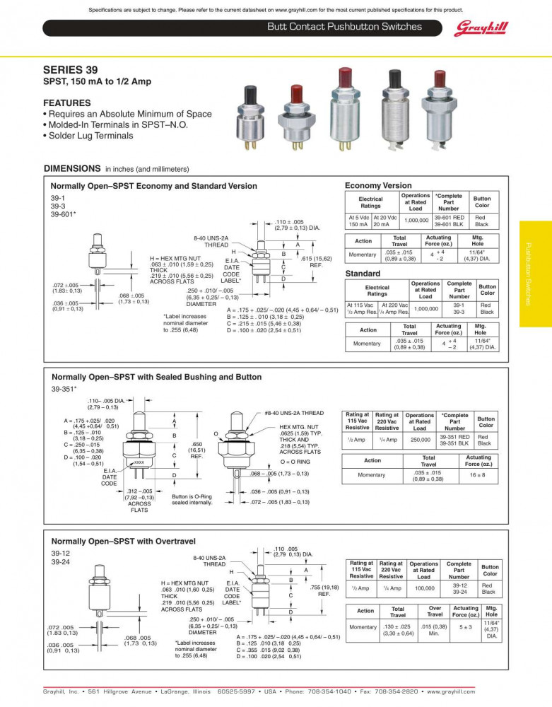 Grayhill Series 39 datasheet page 1