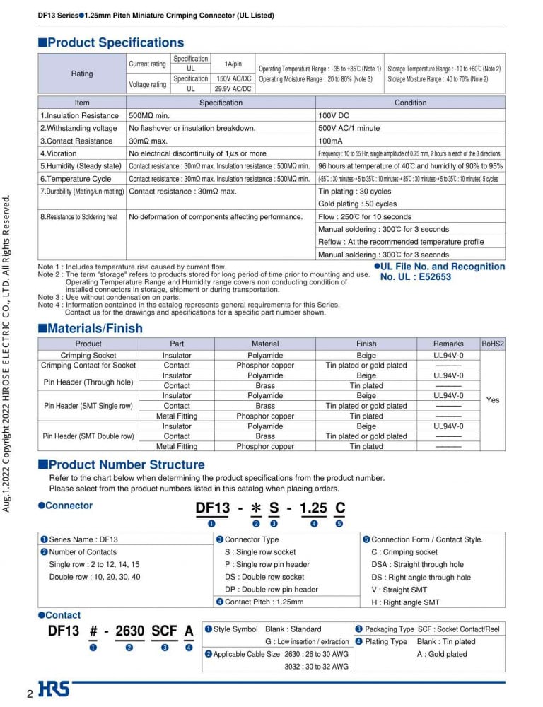HRS DF13 datasheet page 2