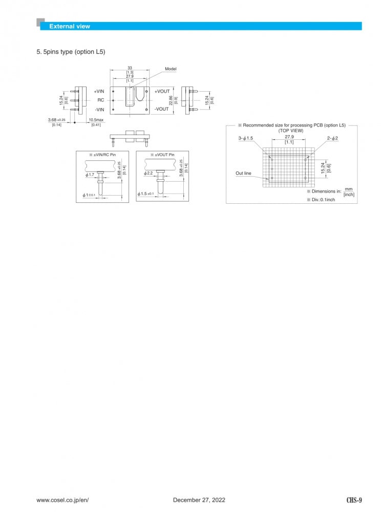 Cosel CHS-series datasheet page 9