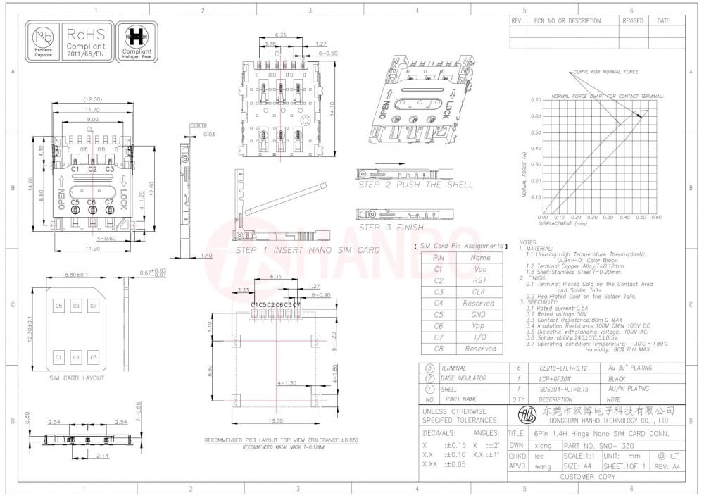 Hanbo Electronic SNO-1330 technical drawing