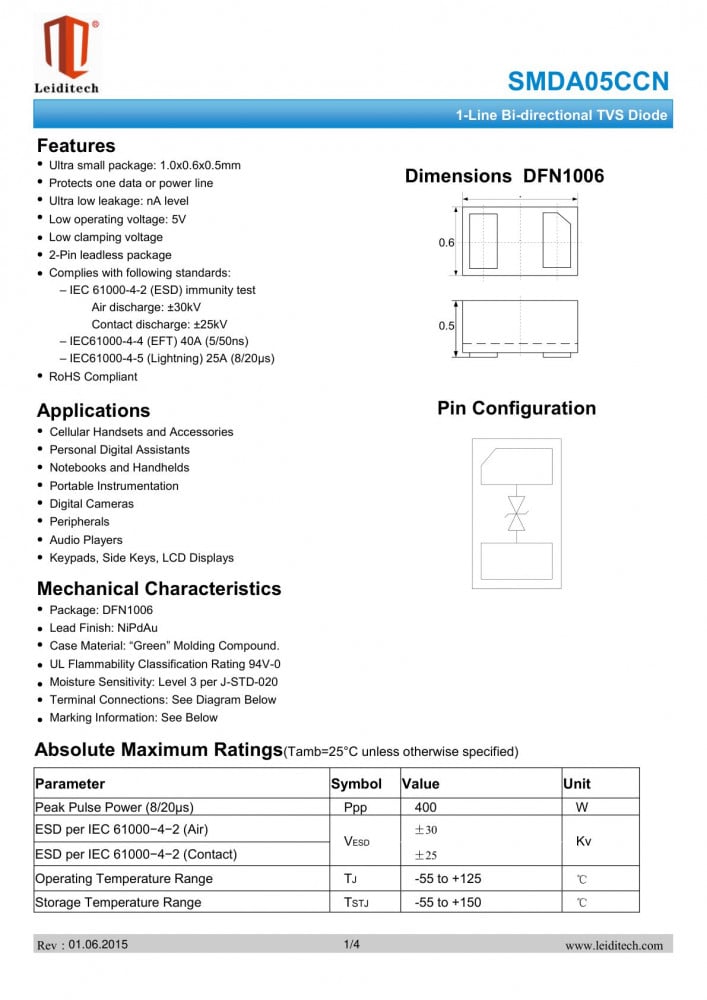 SMDA05CCN datasheet page 1