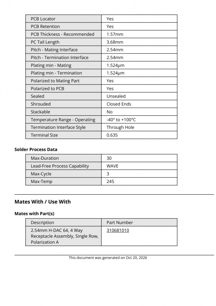 MOLEX 311010040 technical document page 3