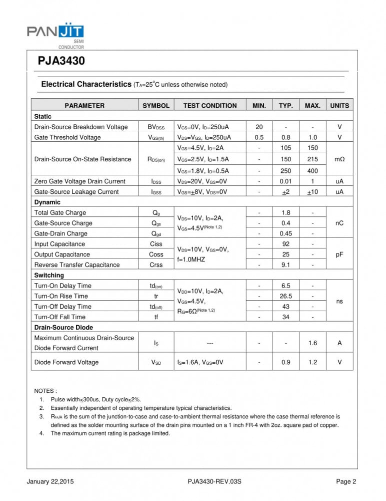 PJA3430 datasheet page 2