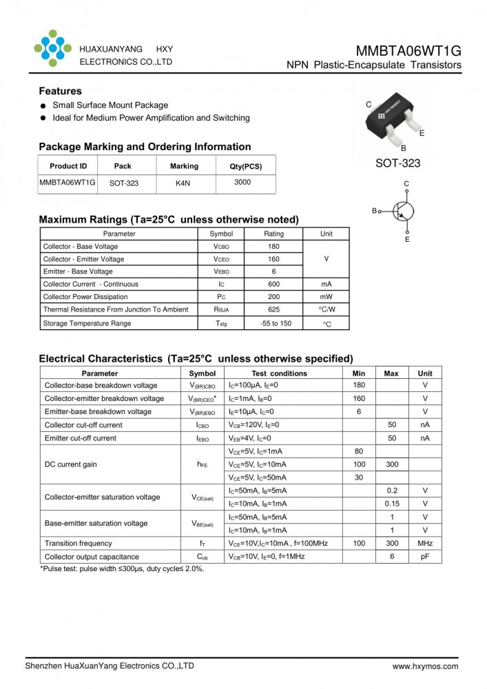 MMBTA06WT1G-HXY datasheet page 1
