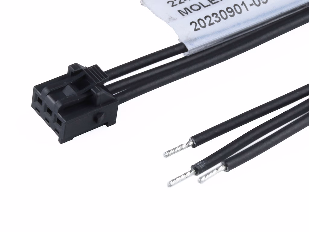 KK Plus 250-to-Pigtail Off-the-Shelf (OTS) Cable Assembly, 2.50mm Pitch, Single Row, 600.00mm Length, 3 Circuits, Black for sale