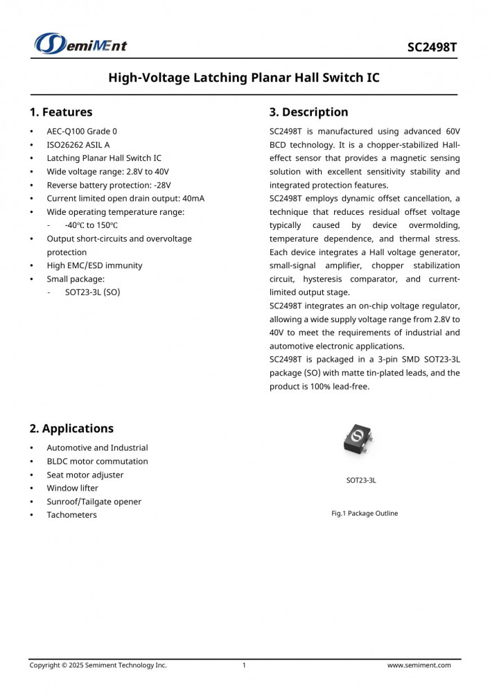 SC2498T datasheet page 1