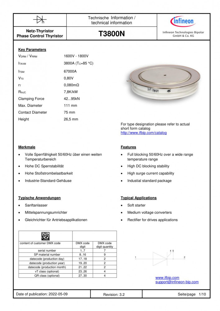 T3800N technical information page 1