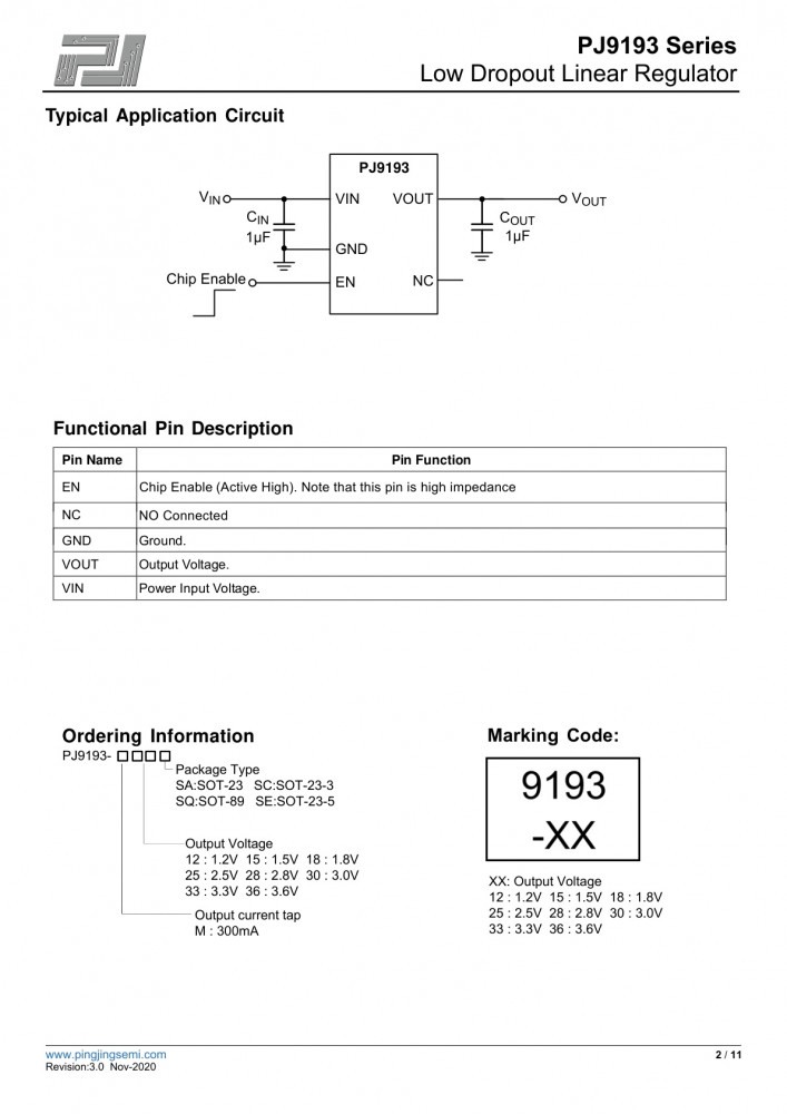 PJ9193 datasheet page 2