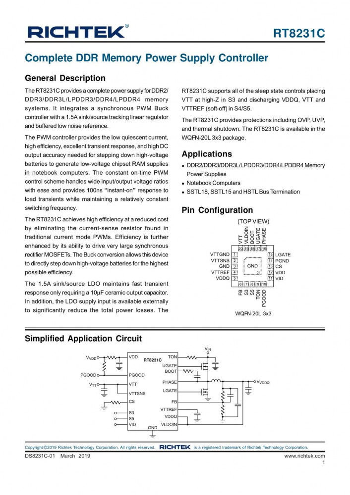 RT8231C datasheet page 1