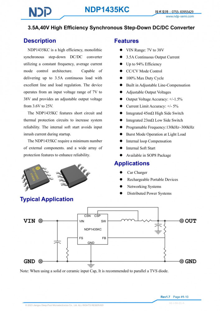 NDP1435KC datasheet page 1