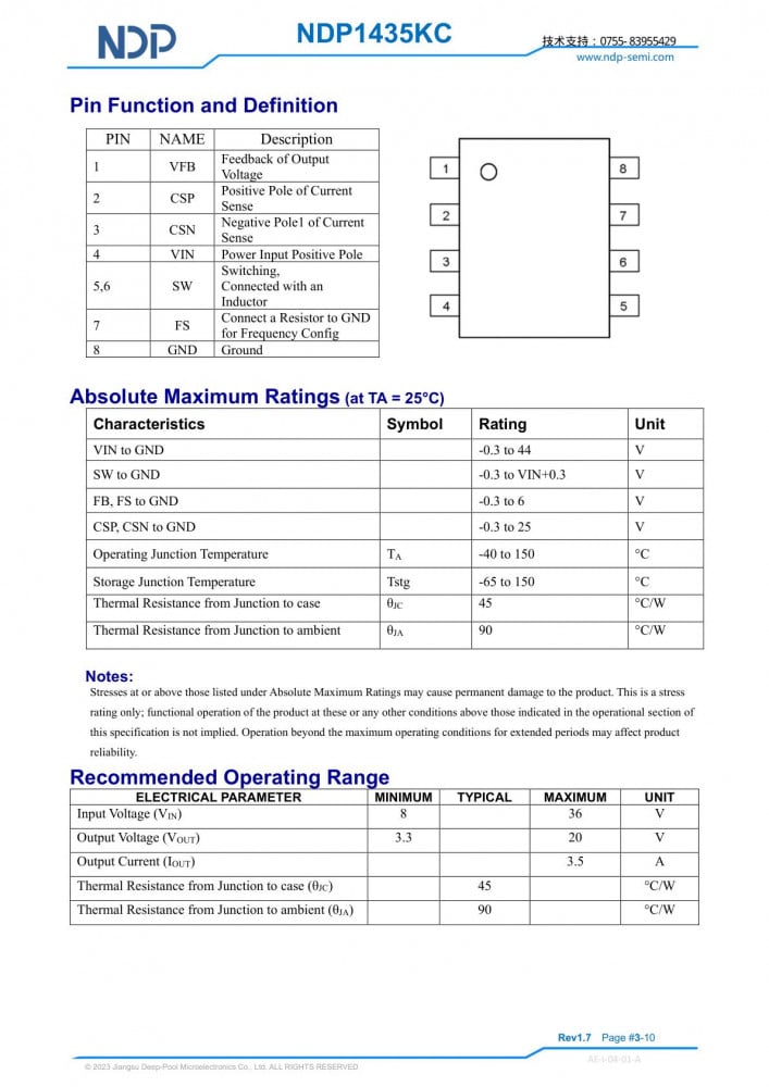 NDP1435KC datasheet page 3