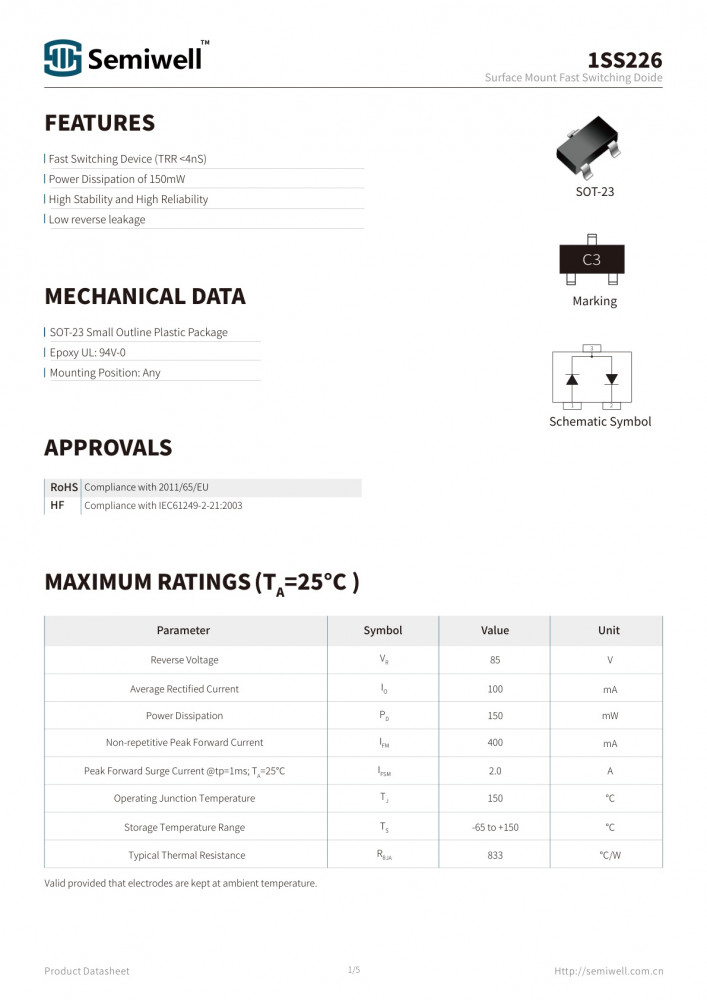 1SS226 product documentation page 1