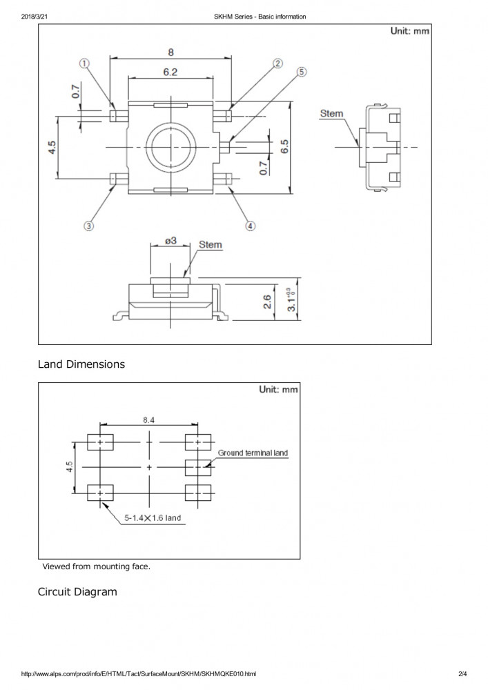 SKHMQKE010 dimensions and land pattern
