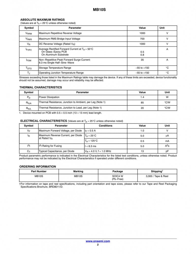 MB10S datasheet page 2