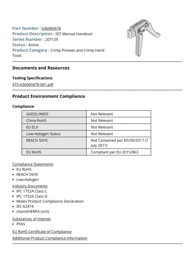 Tooling document preview, page 1