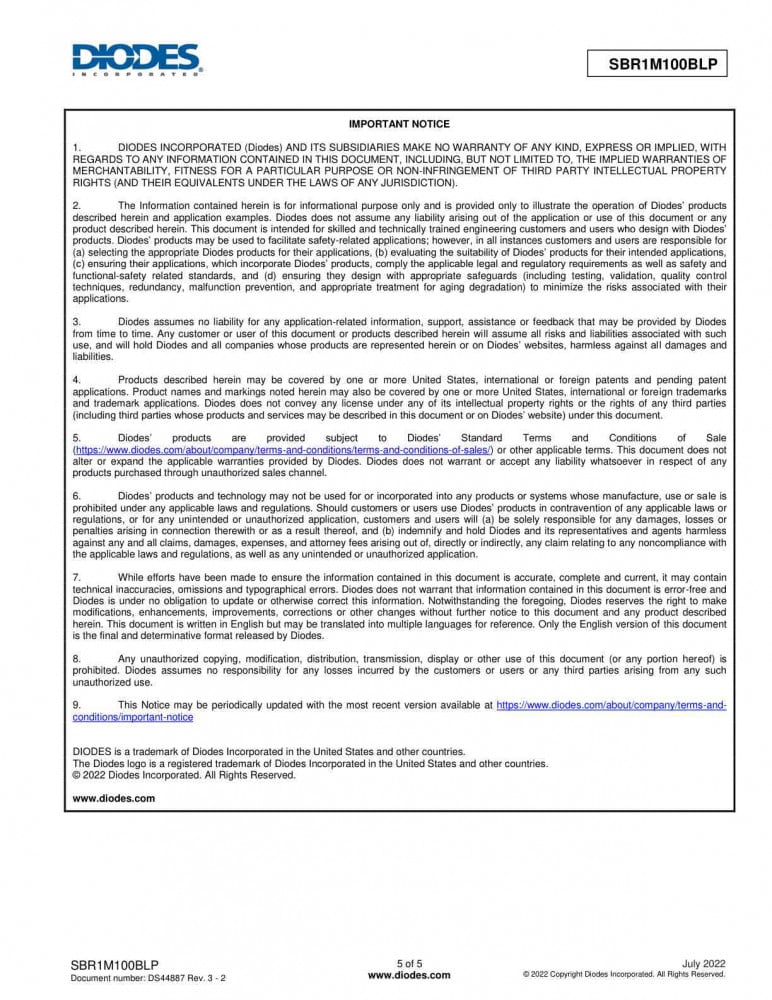 SBR1M100BLP-7 datasheet page 5