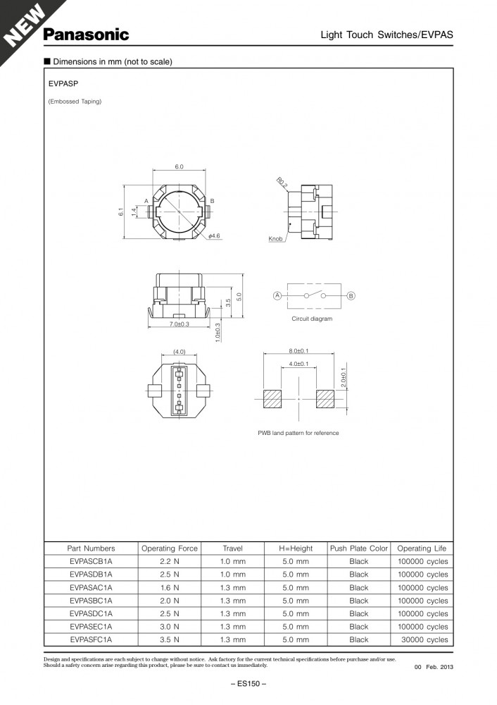 EVPASBC1A dimensions and land pattern